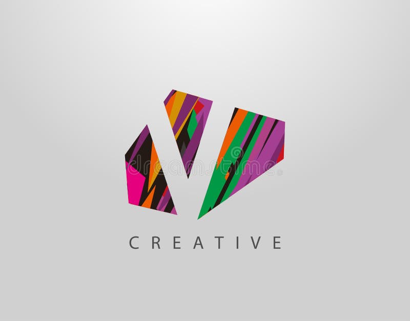Creative Letter V Logo. Abstract V Letter Design, Made of Various ...