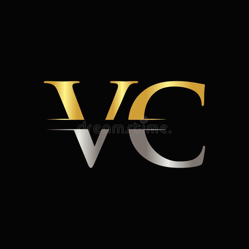 Creative Letter VC Logo Vector Template with Gold and Silver Color. VC ...