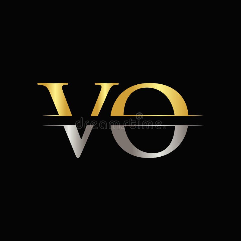 Creative Letter VO Logo Vector Template with Gold and Silver Color. VO ...