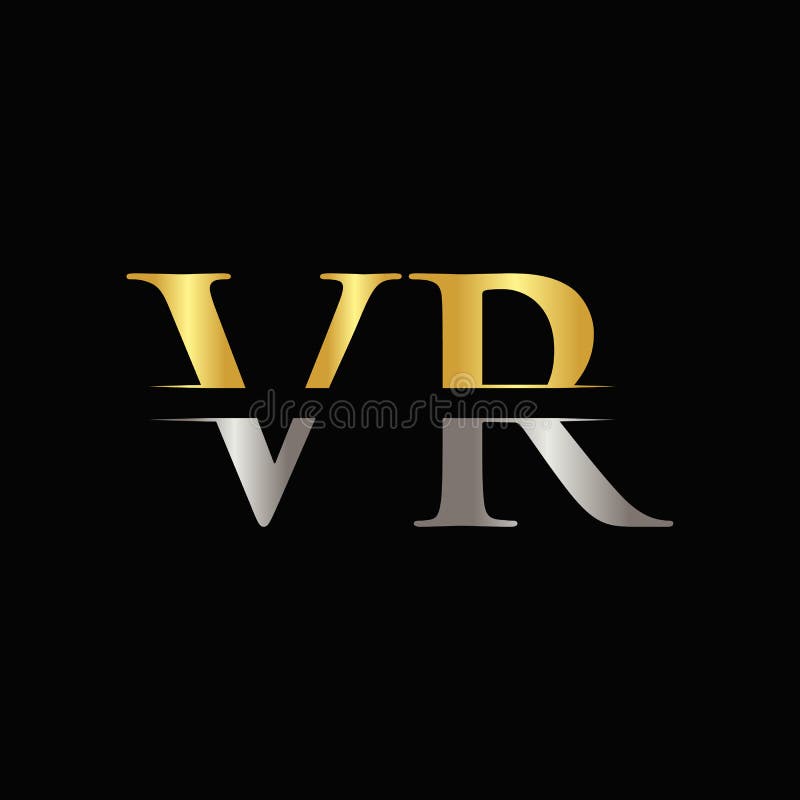 Creative Letter VR Logo Vector Template with Gold and Silver Color. VR ...