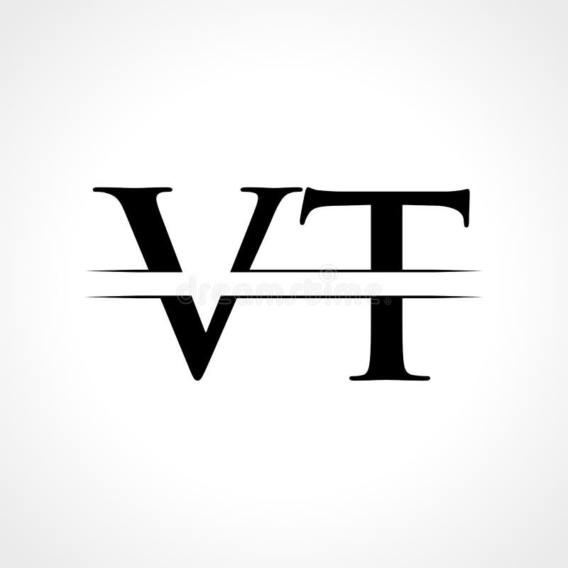 Creative Letter VT Logo Vector Template with Black Color. VT Logo ...