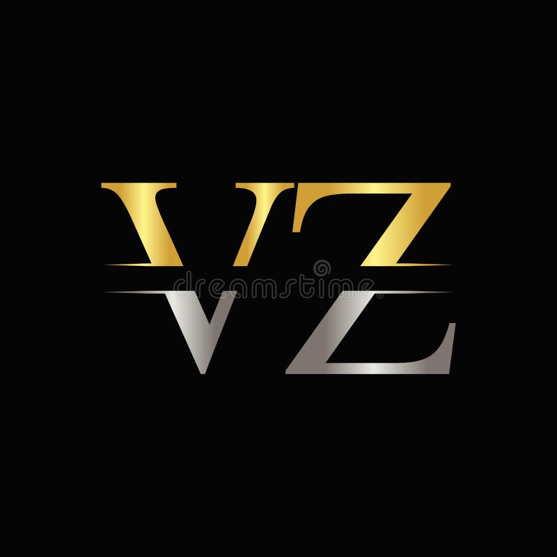 Creative Letter VZ Logo Vector Template with Gold and Silver Color. VZ ...