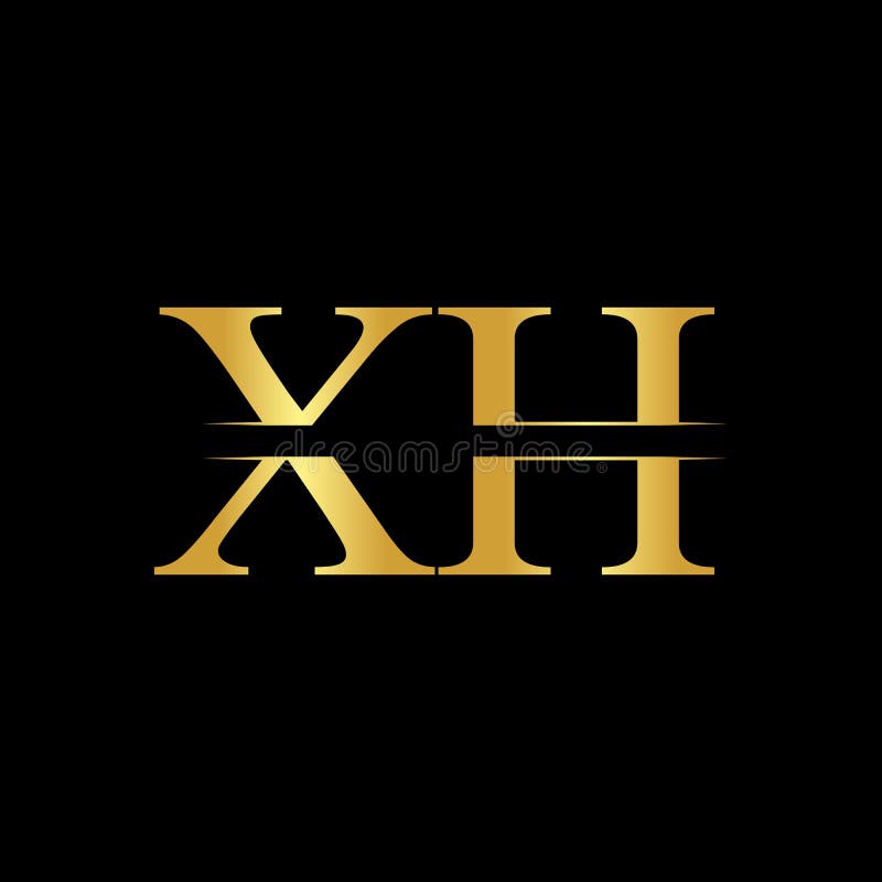 Creative Letter XH Logo Vector With Gold Color. Abstract Linked Letter ...