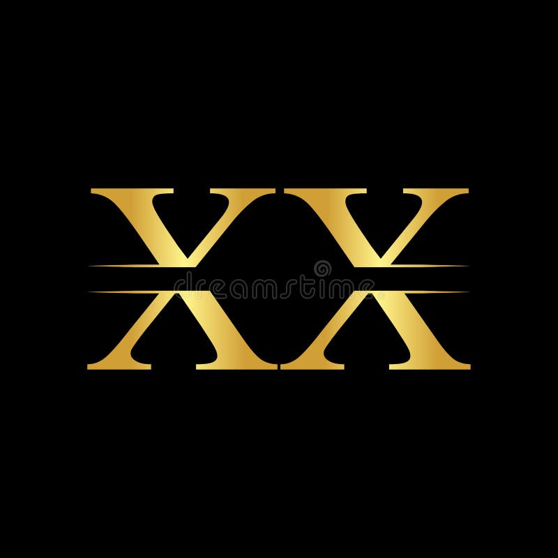 Creative Letter XX Logo Vector with Gold Color. Abstract Linked Letter ...
