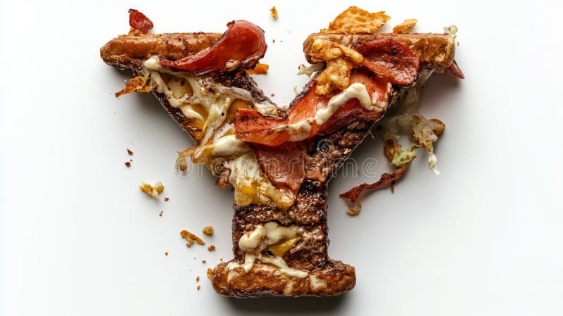 Creative Letter Y Crafted from Hamburger Components is Presented ...