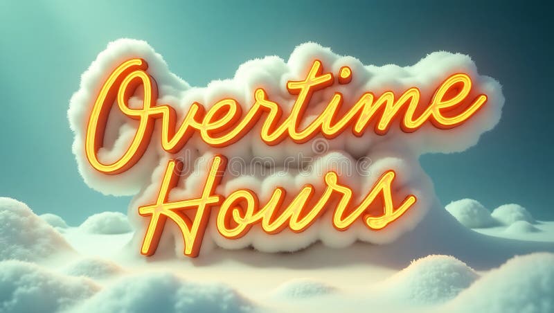 Creative Lettering Design for Overtime Hours with Cloud-like Background ...