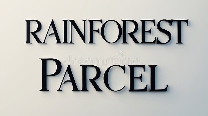 Creative Lettering for Rainforest Parcel Displayed Against a Neutral ...
