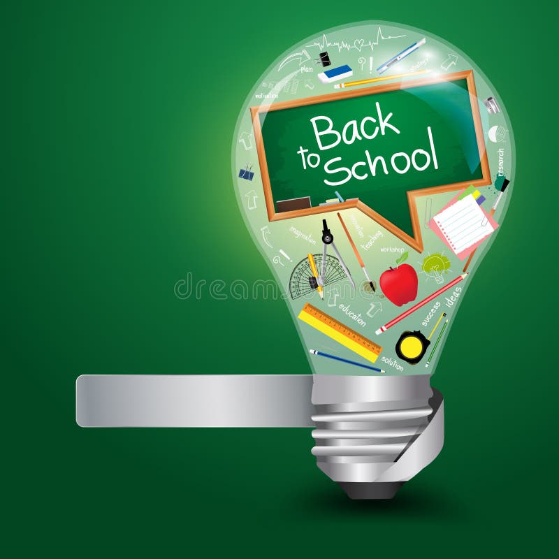 Vector Creative Light Bulb with Back To School Stock Vector ...