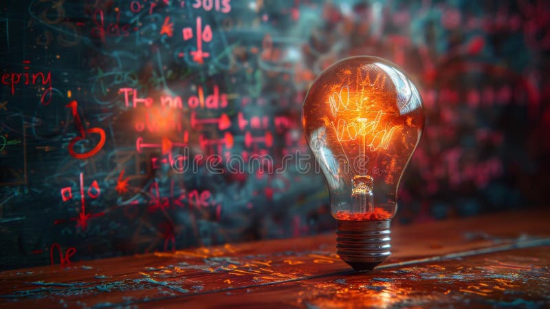 Creative Light Bulb on Blackboard with Math Equations - Generative Ai ...