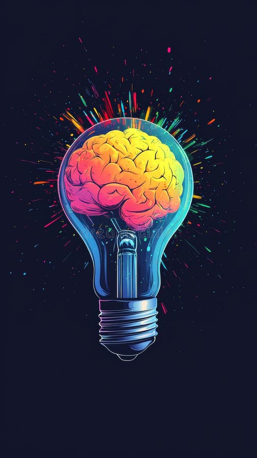 Digital Art Brain Light Bulb Colorful Explosion Stock Photos - Free ...