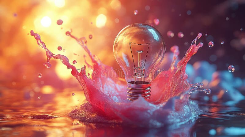 Creative Light Bulb with Colorful Paint Splashes. Think Differently ...