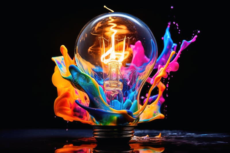 A Creative Light Bulb Concept with Beautiful Colors Stock Illustration ...