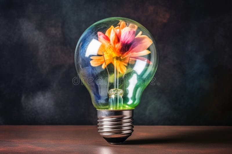 A Creative Light Bulb Concept with Beautiful Colors Stock Illustration ...