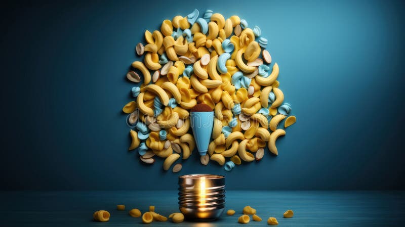 Creative Light Bulb Concept with Colorful Pasta Shapes Representing ...