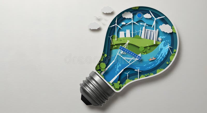 Creative Light Bulb Concept Showcasing Green Energy Sources and ...