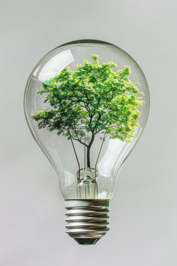 A Creative Light Bulb that Contains a Small Tree within it Stock Image ...