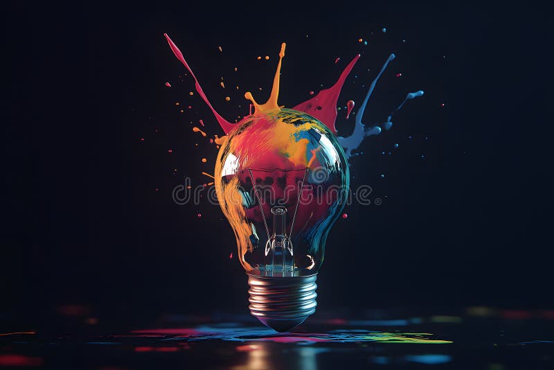 Creative Light Bulb Covered in Paint Stock Illustration - Illustration ...