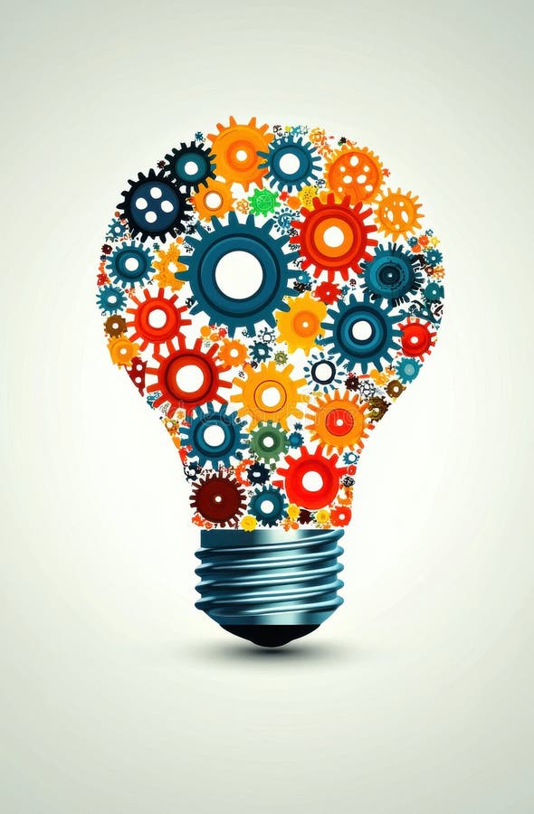 Creative Light Bulb Design with Colorful Gears Symbolizing Innovation ...