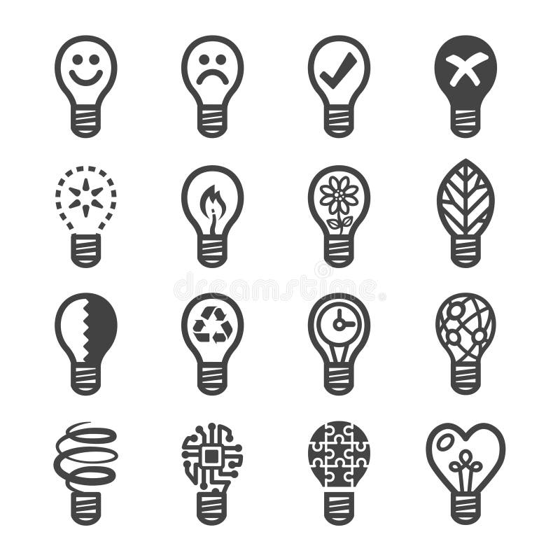 Creative Light Bulb Icon Set Stock Vector - Illustration of creative ...