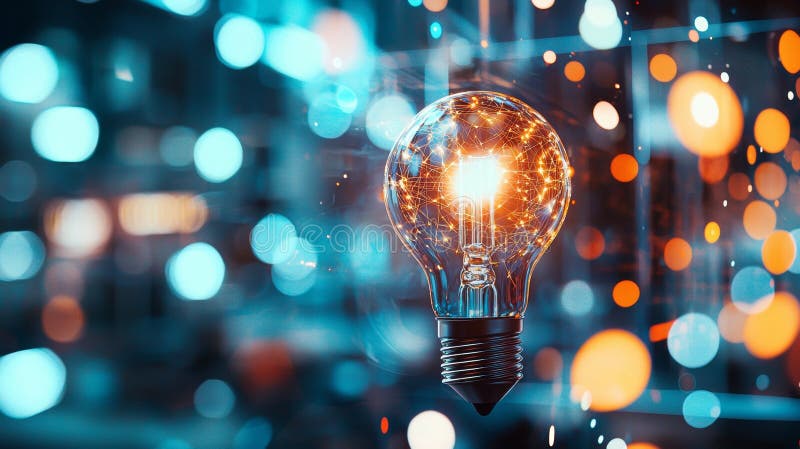 Creative Light Bulb with Digital Connections Stock Image - Image of ...