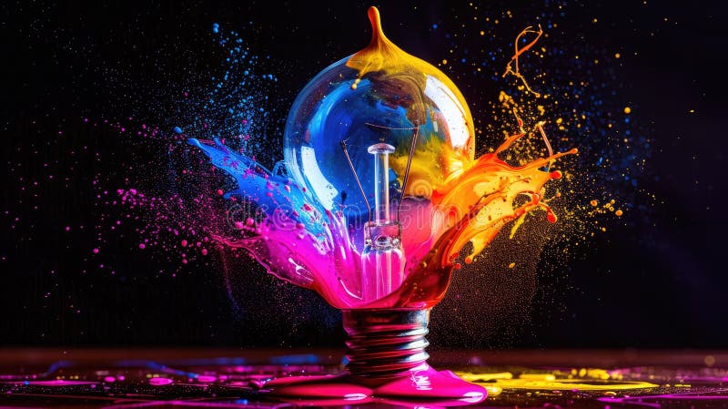 He Creative Light Bulb Shatters, Revealing a Kaleidoscope of Lively ... He Creative Light Bulb Shatters, Revealing a Kaleidoscope of Lively ...