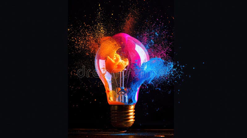 Fiery Array of Color Engulfs the Creative Light Bulb in a Spectacular ...