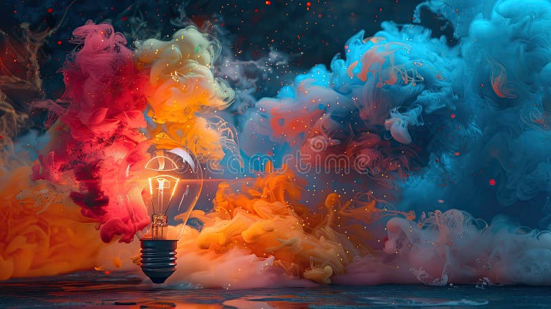 Fiery Array of Color Engulfs the Creative Light Bulb in a Spectacular ...