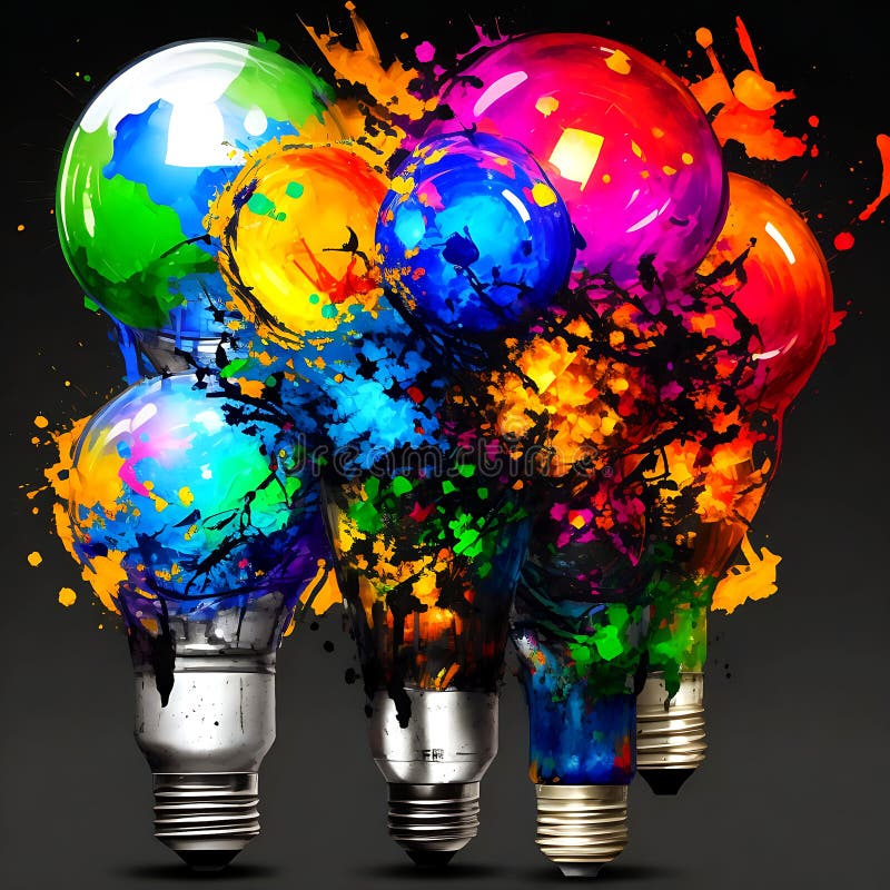 Illustration of Explosion of Colours in Light Colorful Paint, Ai ...