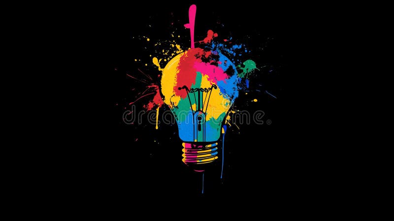Creative Light Bulb Explodes with Colorful Paint and Colors. New Idea ...