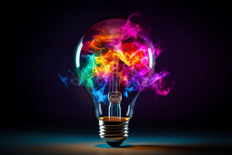 Creative Light Bulb Explodes with Colorful Paint and Colors. New Idea ...