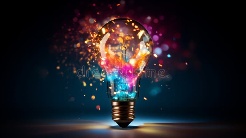 Creative Light Bulb Explodes with Colorful Paint and Colors. New Idea ...