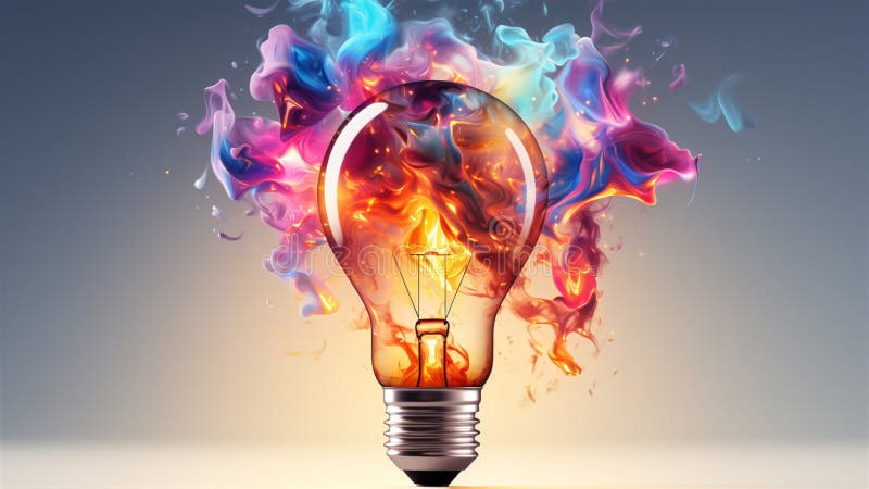Creative Light Bulb Explodes with Colorful Paint and Colors. New Idea ...