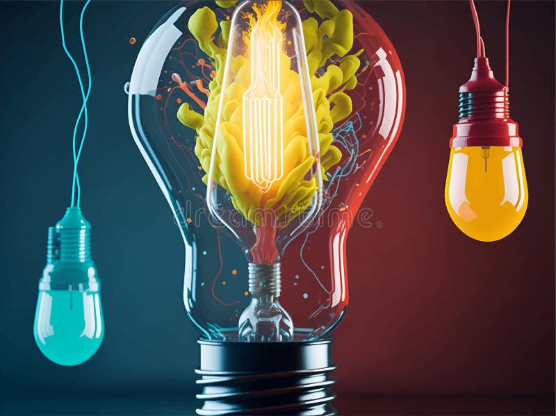 Creative Light Bulb Explodes with Colorful Paint and Colors. New Idea ...