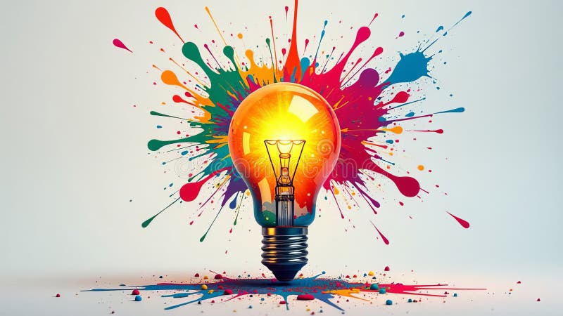 Creative Light Bulb Explodes with Colorful Paint and Colors. New Idea ...