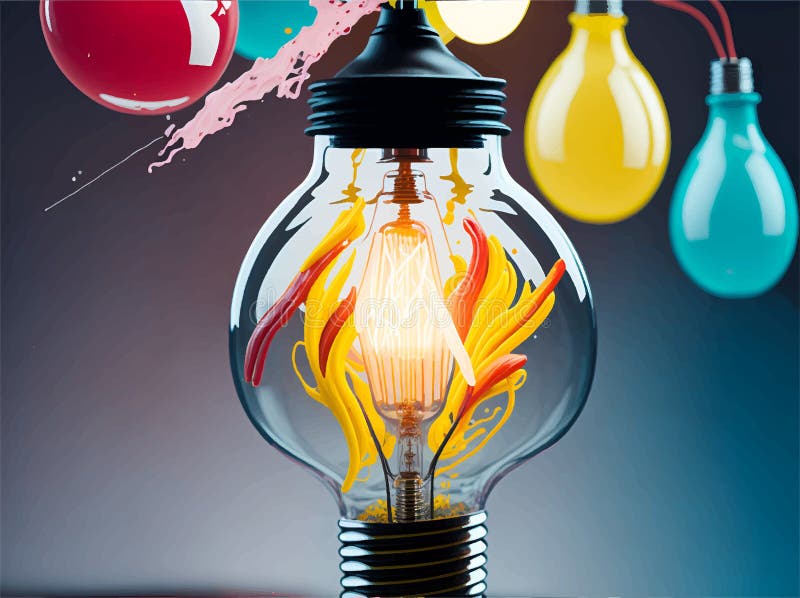 Creative Light Bulb Explodes with Colorful Paint and Colors. New Idea ...