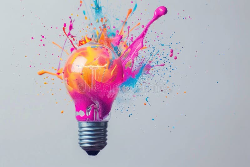 Creative Light Bulb Explodes with Colorful Paint and Colors New Idea ...