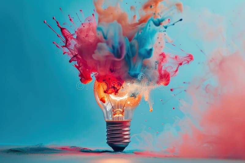 Creative Light Bulb Explodes with Colorful Paint and Colors New Idea ...