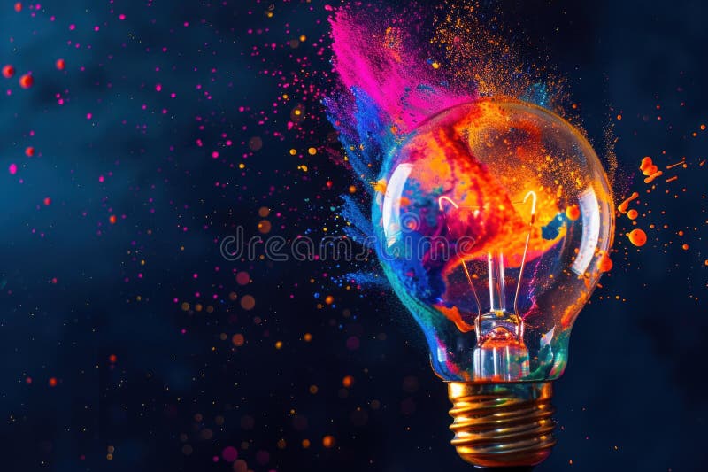 Creative Light Bulb Explodes with Colorful Paint and Colors New Idea ...