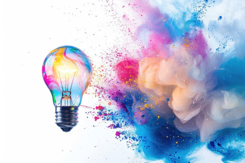 Creative Light Bulb Explodes with Colorful Paint and Colors New Idea ...