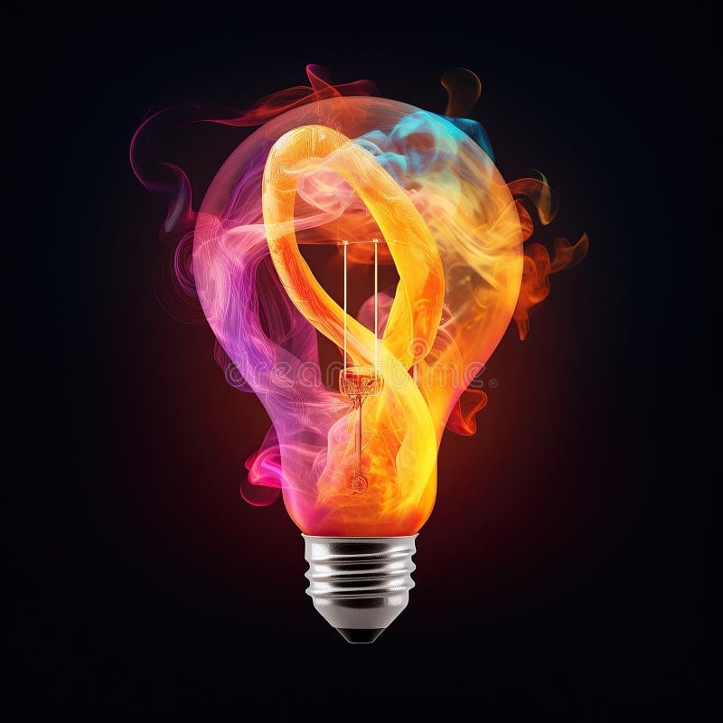 Creative Light Bulb Explodes with Colorful Paint and Splashes Isolated ...