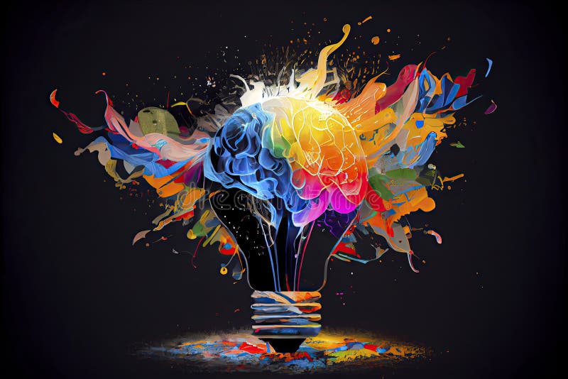 Creative Light Bulb Explodes with Colorful Paint and Splashes Think ...