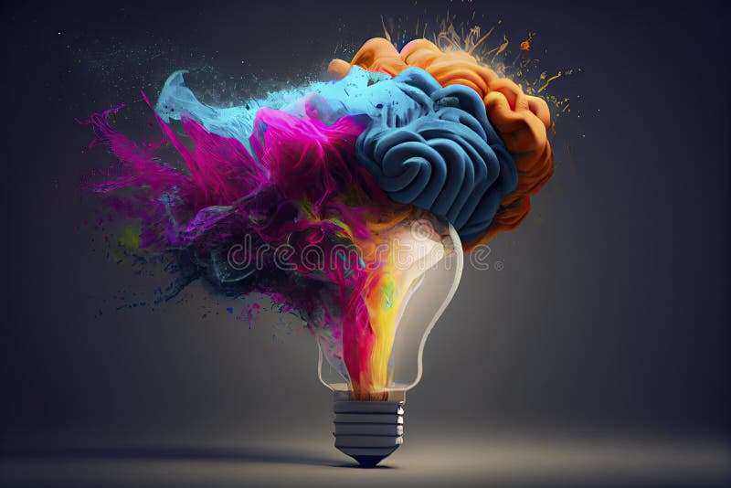 Creative Light Bulb Explodes with Colorful Paint and Splashes Think ...