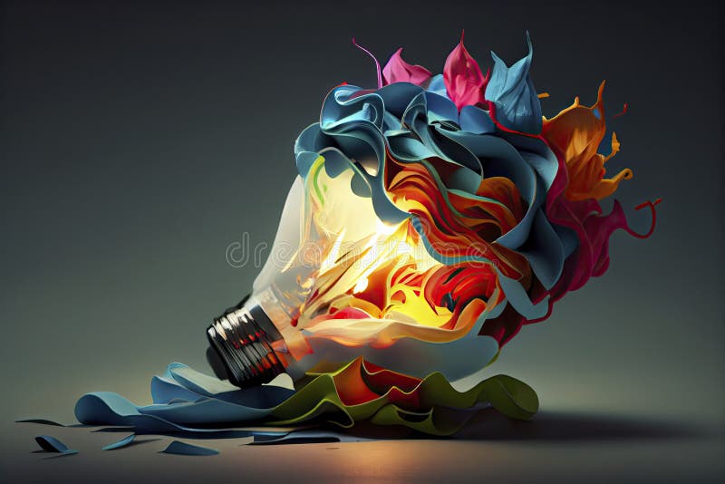 Creative Light Bulb Explodes with Colorful Paint and Splashes Think ...