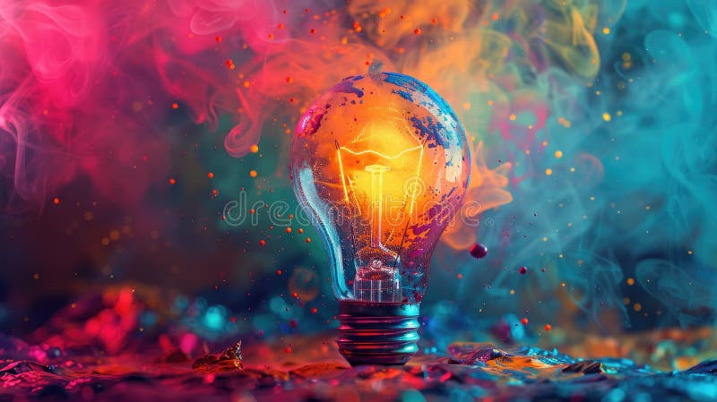 A Kaleidoscope of Colors Splattered by a Bursting Light Bulb Stock ...