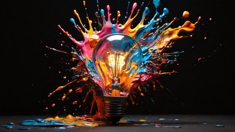 Creative Light Bulb Explosion with Vibrant Paint Colors – New Idea and ...