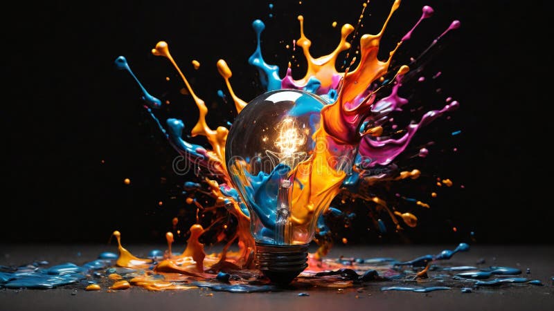 Creative Light Bulb Explosion with Vibrant Paint Colors – New Idea and ...