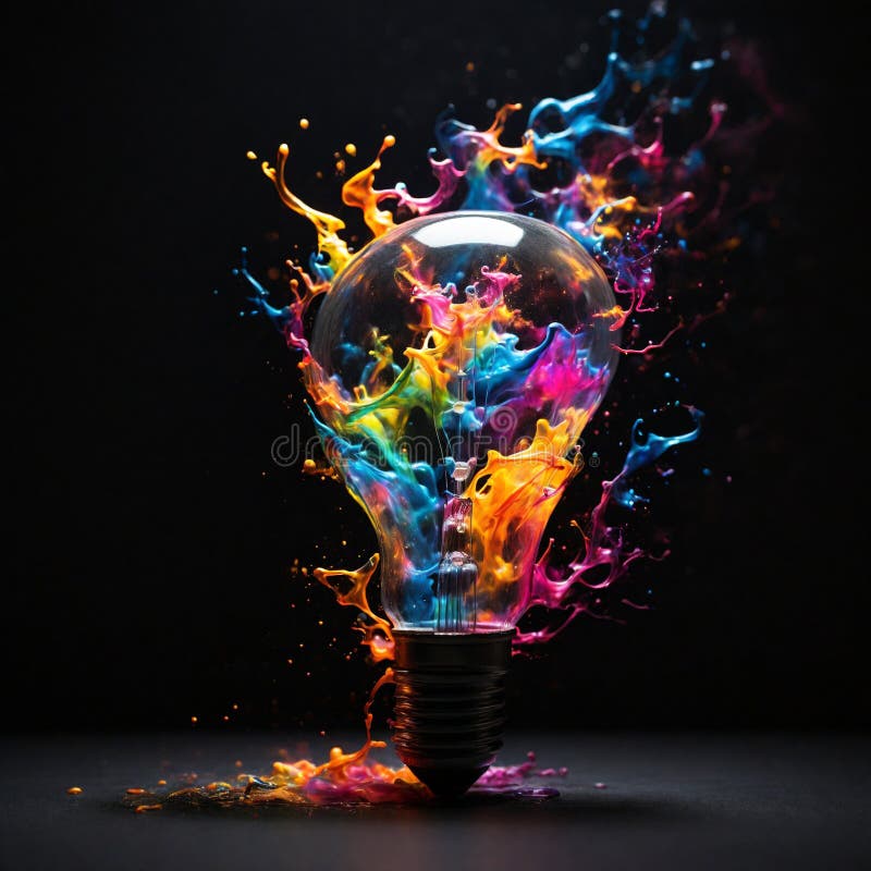 Creative Light Bulb Explosion with Vibrant Paint Colors – New Idea and ...