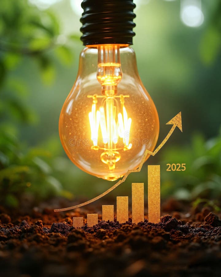 Creative Light Bulb with Growth Arrow Symbolizing Innovation for 2025 ...