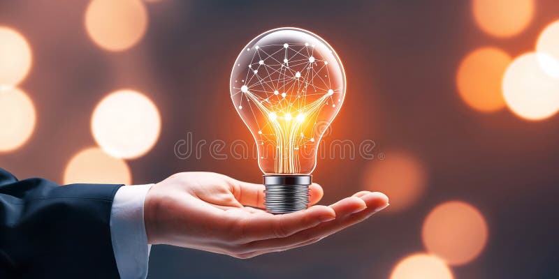 Creative Light Bulb Held in Hand Symbolizes Innovation and Bright Ideas ...