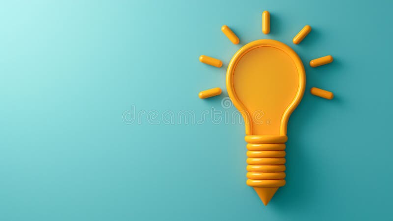 Creative Light Bulb Icon with Radiating Rays on a Soft Blue Background ...